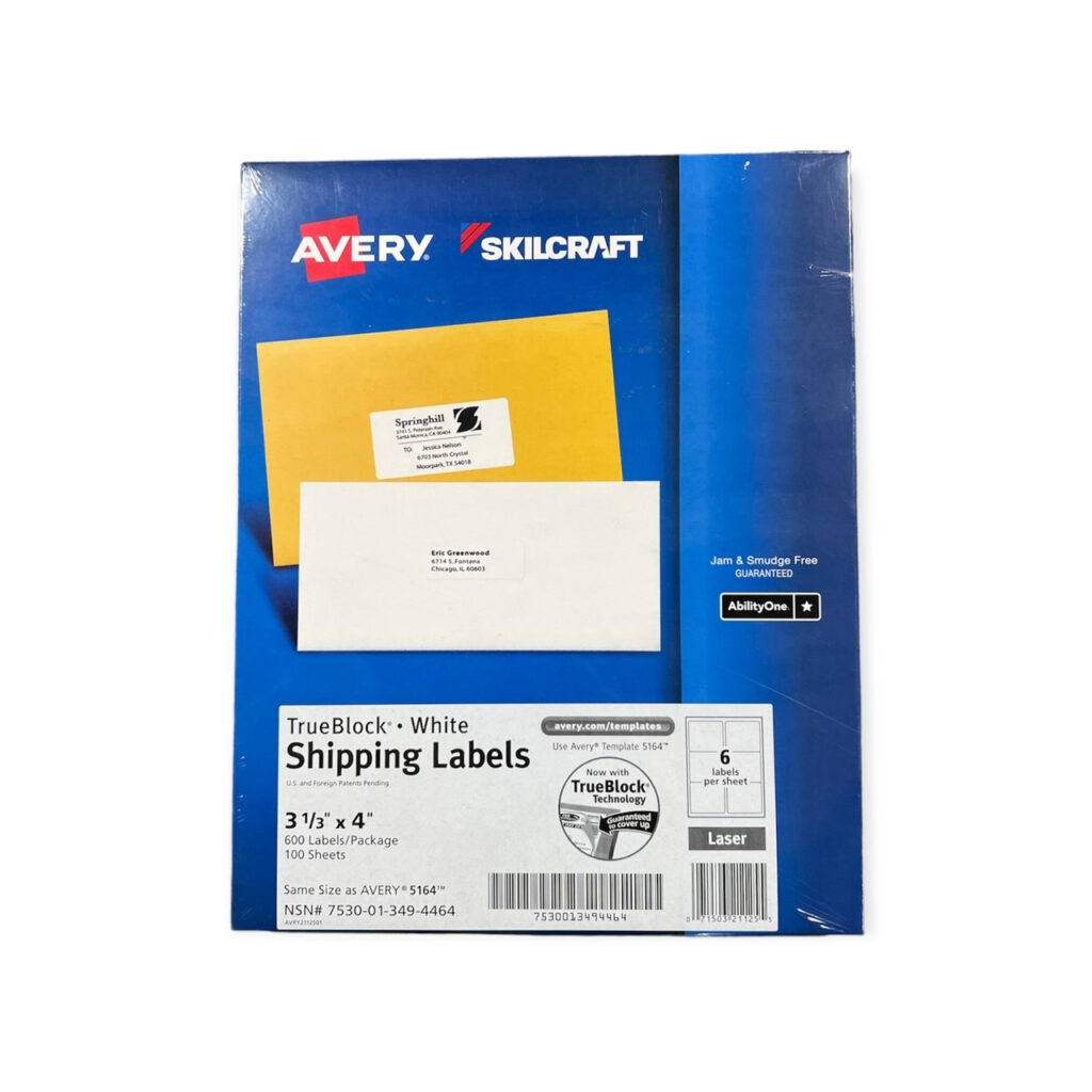 SKILCRAFT Laser Labels, Label Printers, 3.33 x 4, White, 6/Sheet, 100 ...