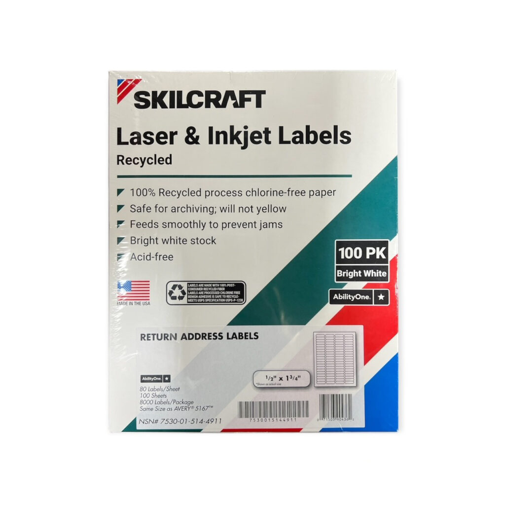 SKILCRAFT Recycled Laser and Inkjet Labels, Inkjet/Laser Printers, 0.5 ...