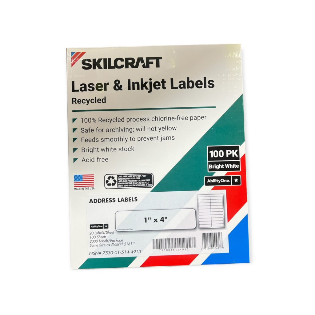 SKILCRAFT Recycled Laser and Inkjet Labels, Inkjet/Laser Printers, 1 x ...